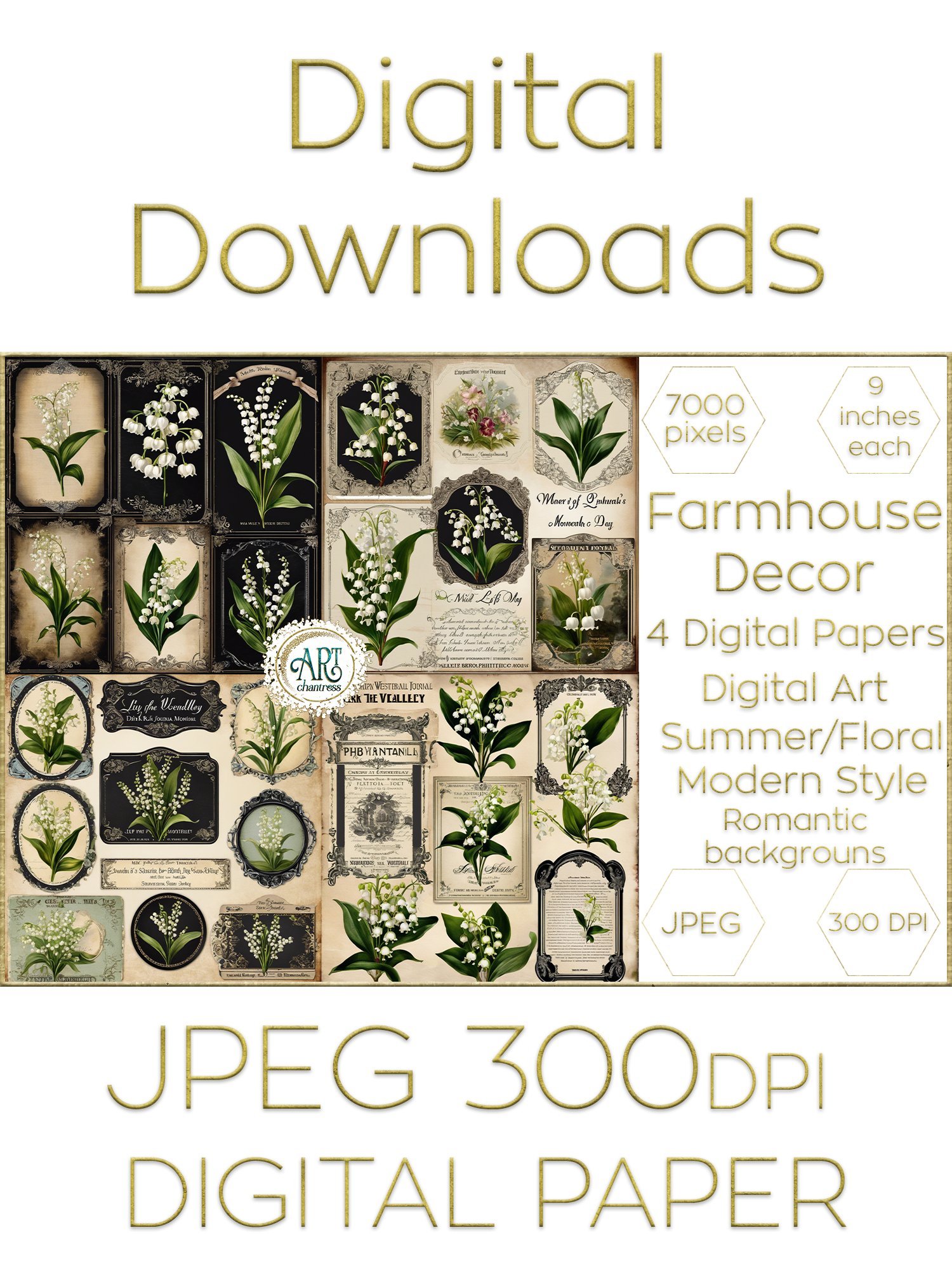 Vintage Lily of the Valley Classic digital paper (3607044)