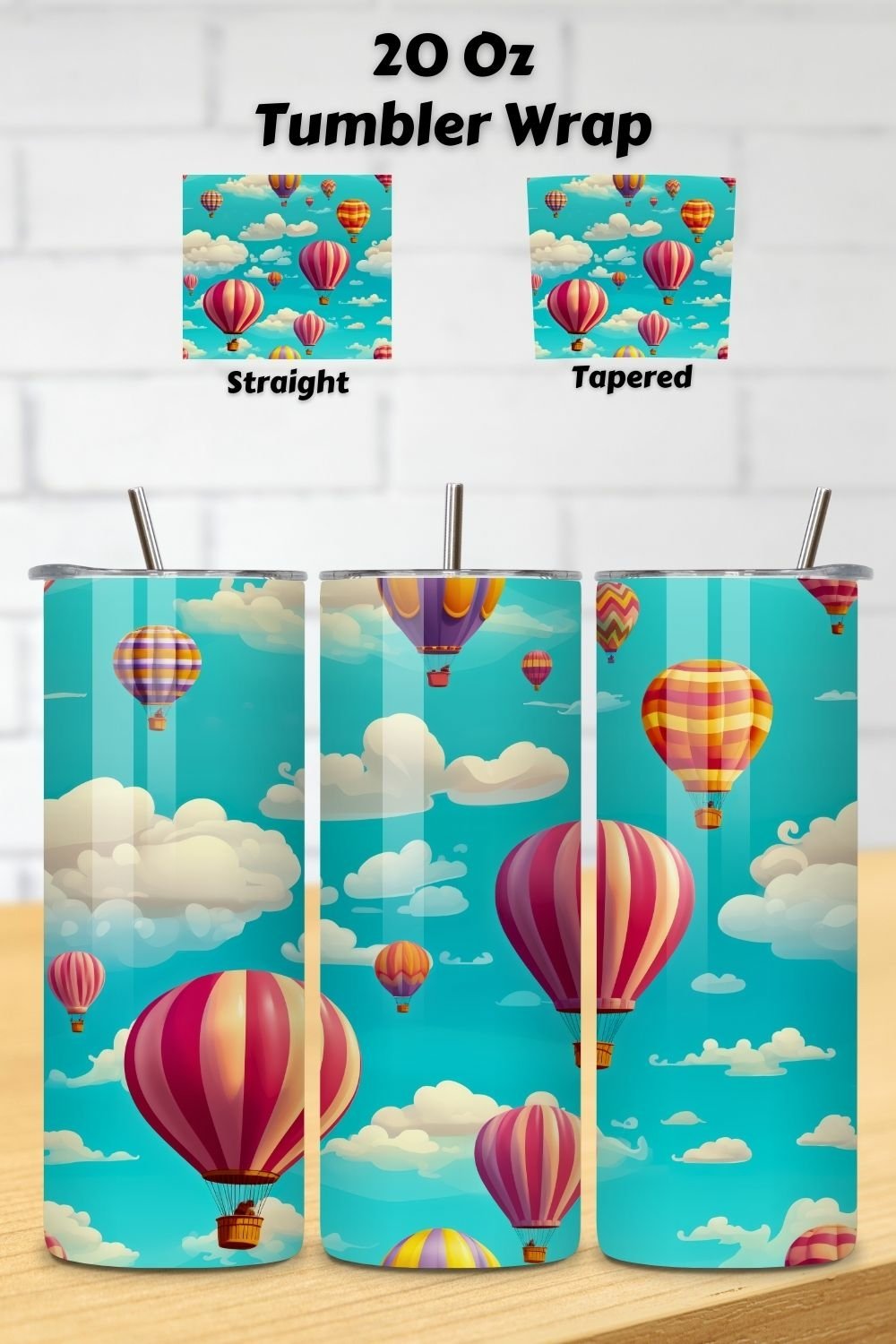 Hot Air Balloon Tumbler Wrap | Seamless Wrap Design