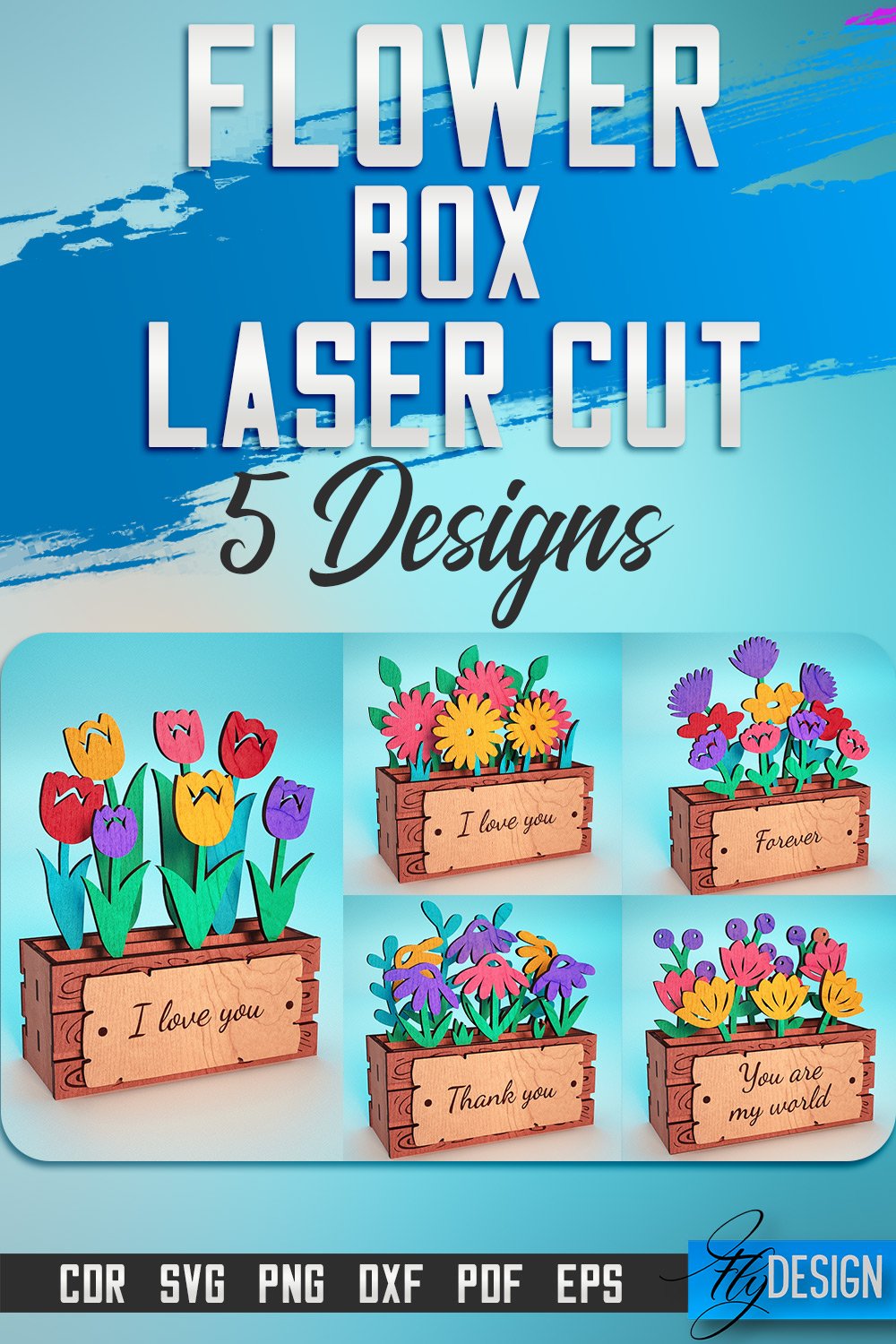 Flower Box Laser Cut SVG | I Love You Laser Cut (2550868)