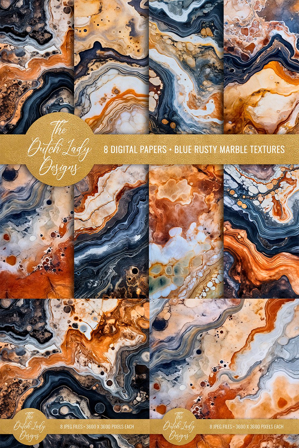 Blue Rusty Marble Textures - Scrapbook Papers