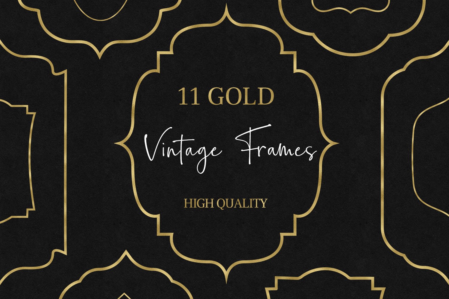 Elegant Gold Foil Vintage Frames Clipart, Rustic Retro Frame