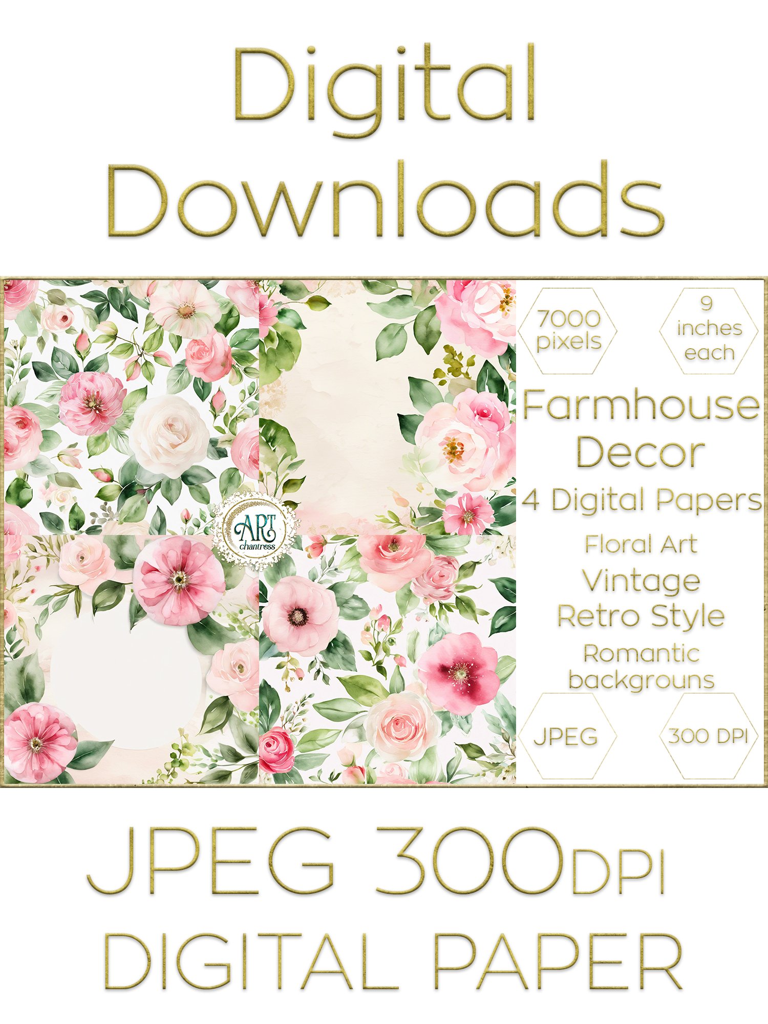 Spring Watercolor Flowers Romantic Floral Digital (3631088)