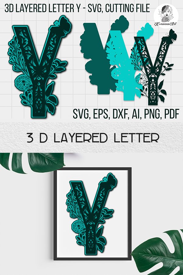 3D Layered SVG / 3D letter Y SVG / Letter Y Cut File.