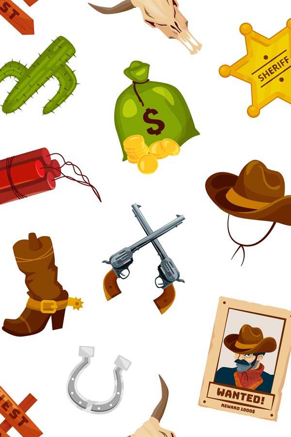 Vector cartoon wild west elements pattern or (873971)