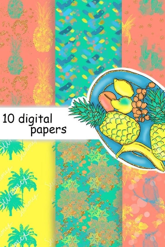 Hello Summer PATTERN Summer Diy Clipart Digital Paper - JPEG