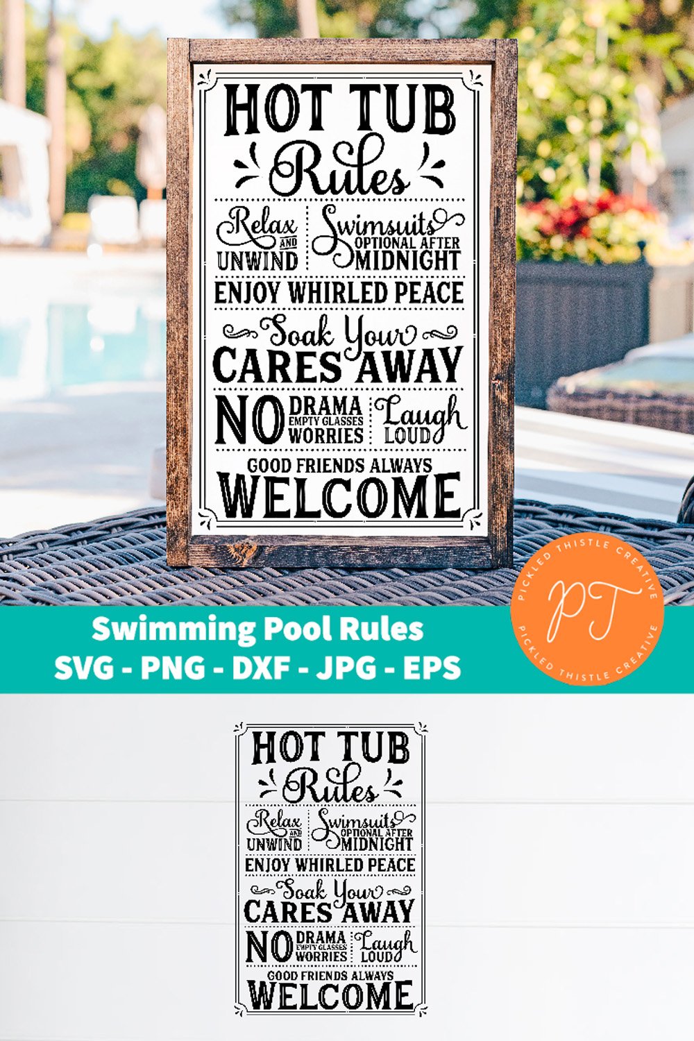 Hot Tub Rules Rustic Sign SVG - Summertime SVG