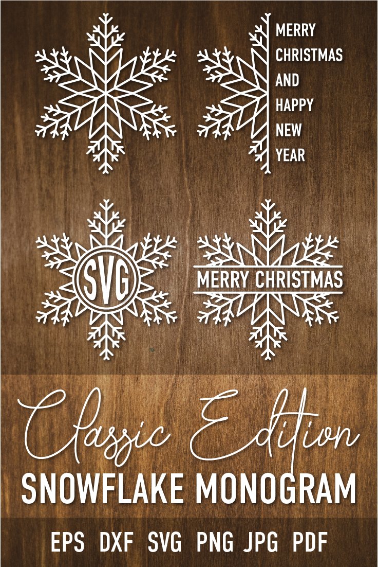 Snowflake Split Monogram | SVG cut file | EPS DXF (1097354)