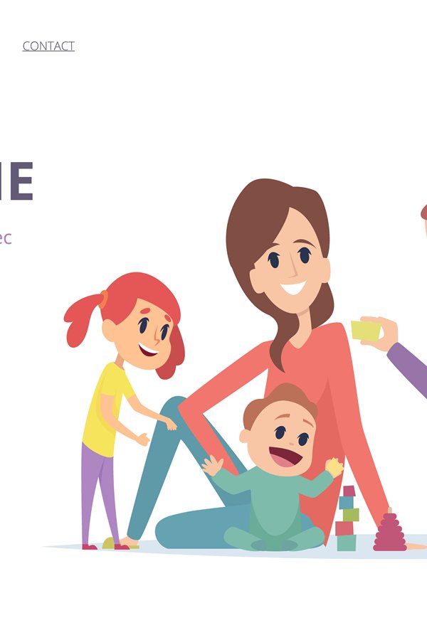 Family time. Cute cartoon parents and children. Happy girl,