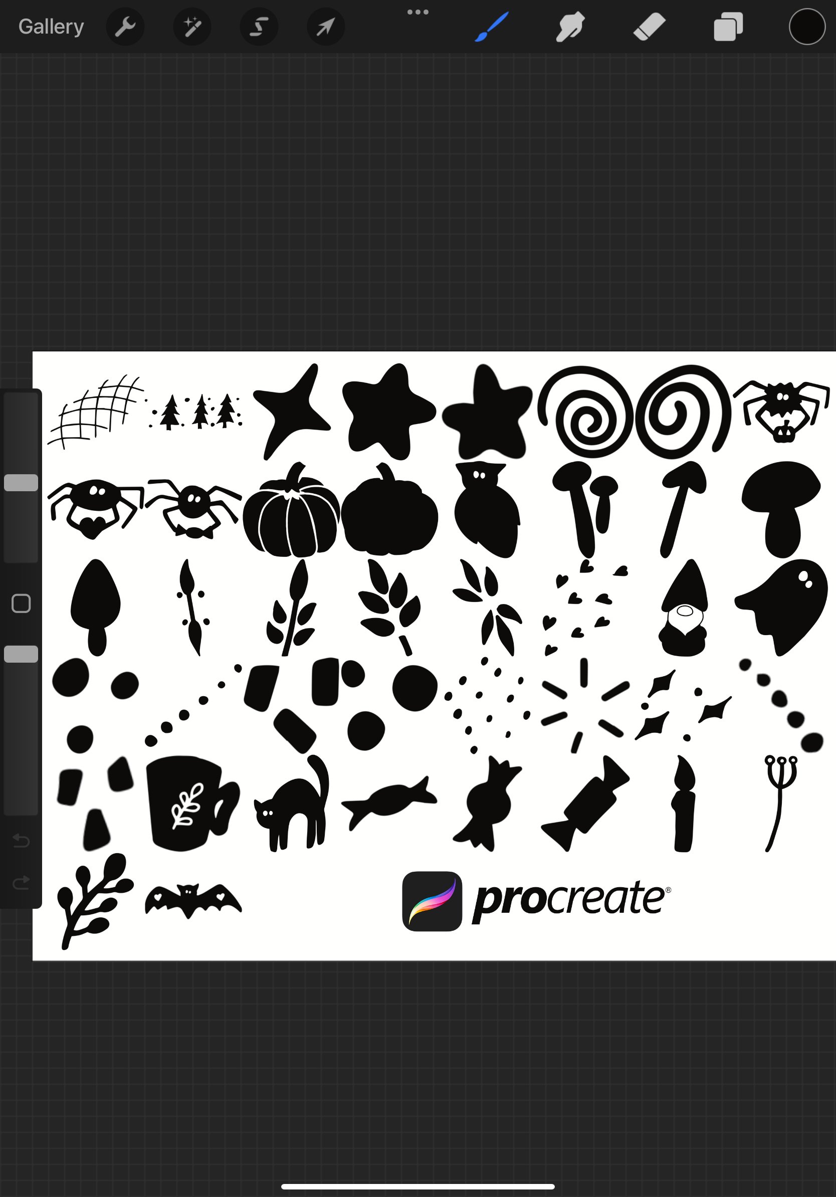 Halloween Elements Set 6 Procreate Brush Stamps, 42 Elements