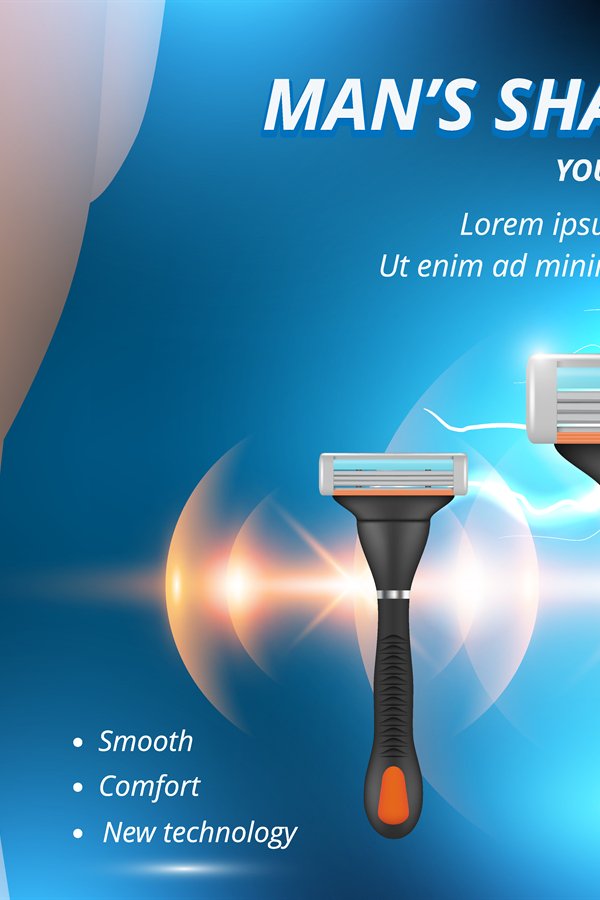 Razor ads. Advertizing poster of blades for woman depilation