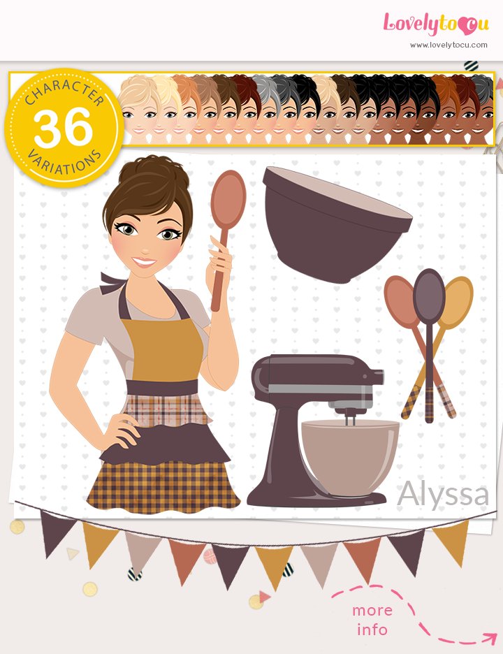 Baker woman avatar with baking utensils, Alyssa LVK12