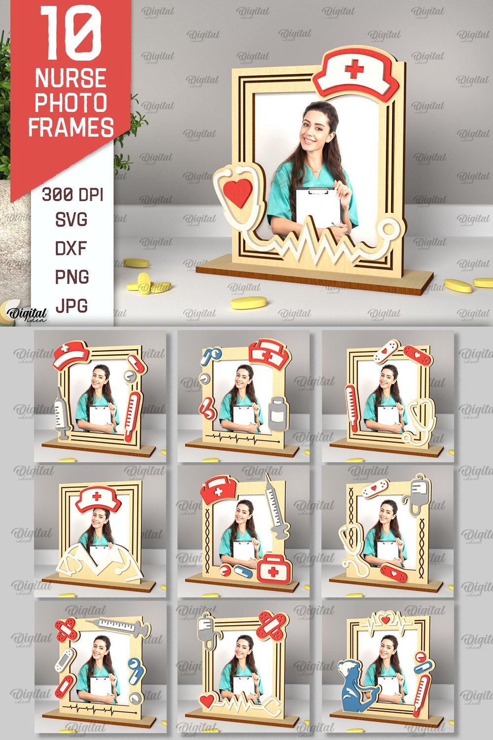 Nurse Photo Frames Laser Cut Bundle. Nurse Frames SVG Design