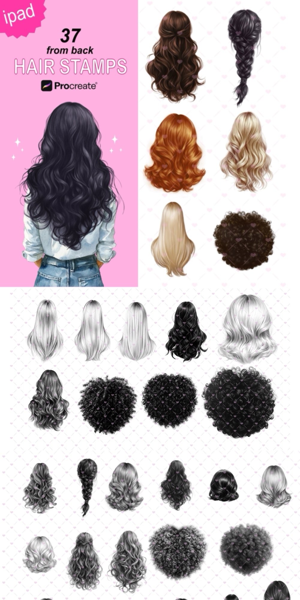 Hair Stamps Brushes Procreate, Procreate Hair (4699367)