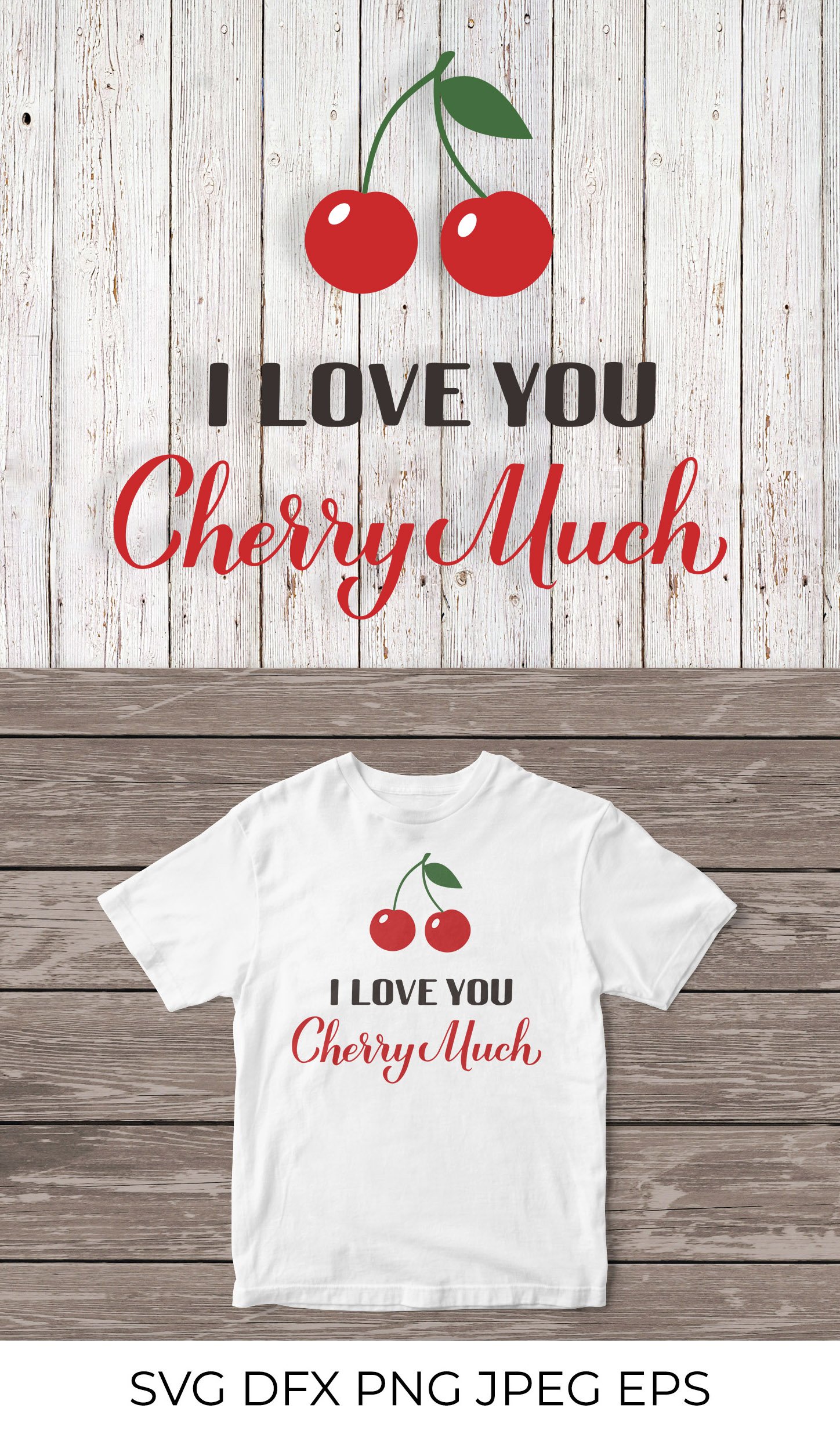 I love you cherry much pun quote with berries SVG cut file