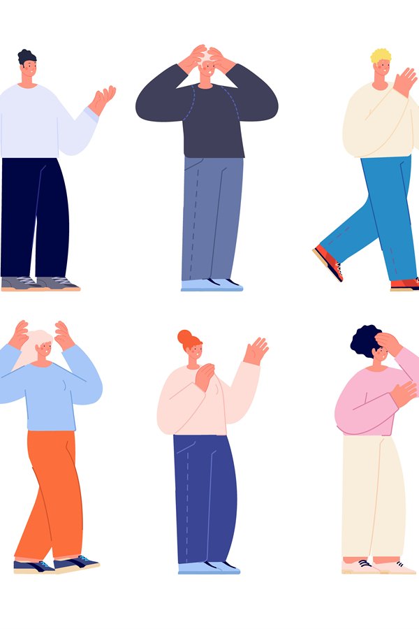 Surprised people. Young expression reactions, happy surprise