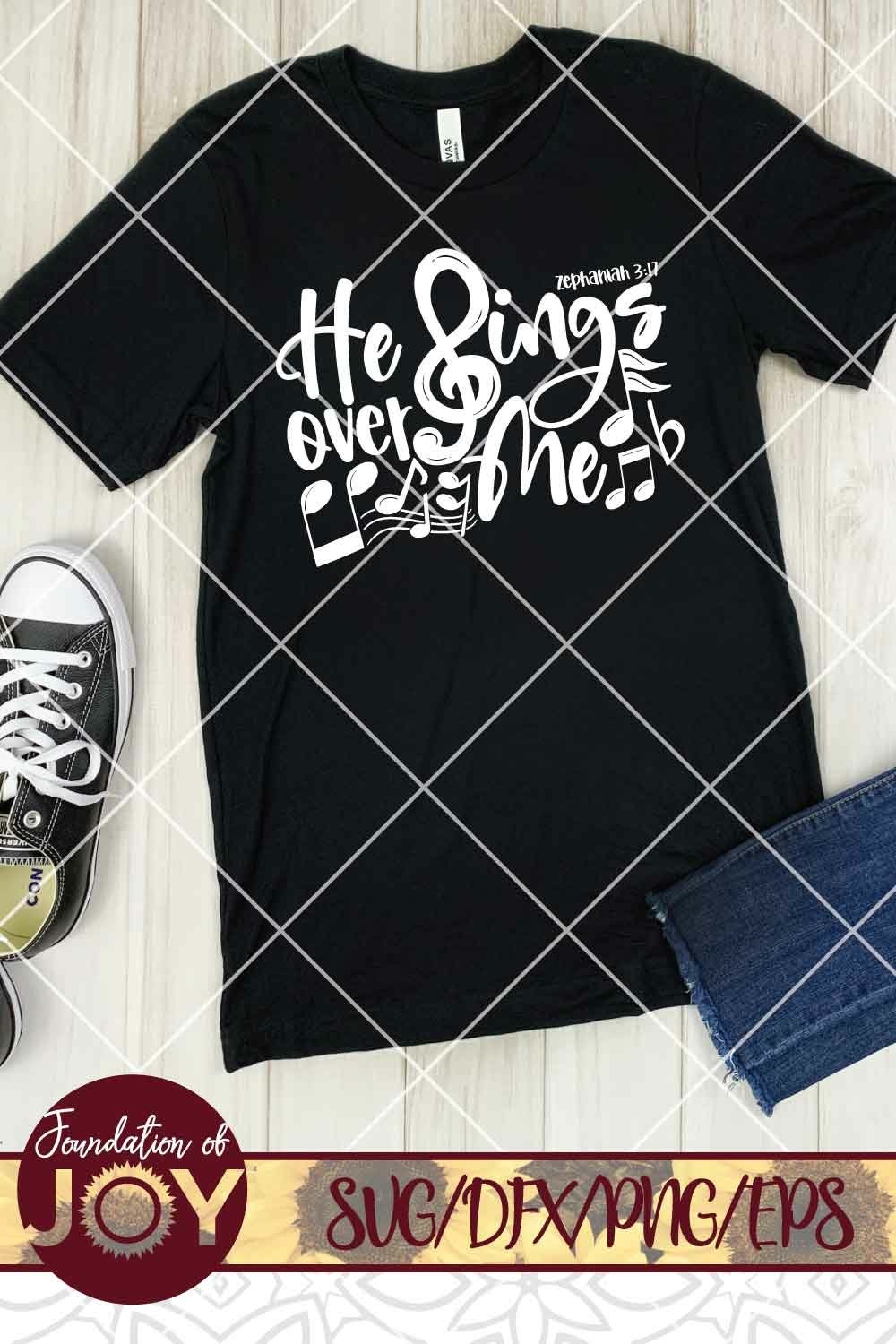 He sings over me svg, Bible verse svg, Christian svg, Music