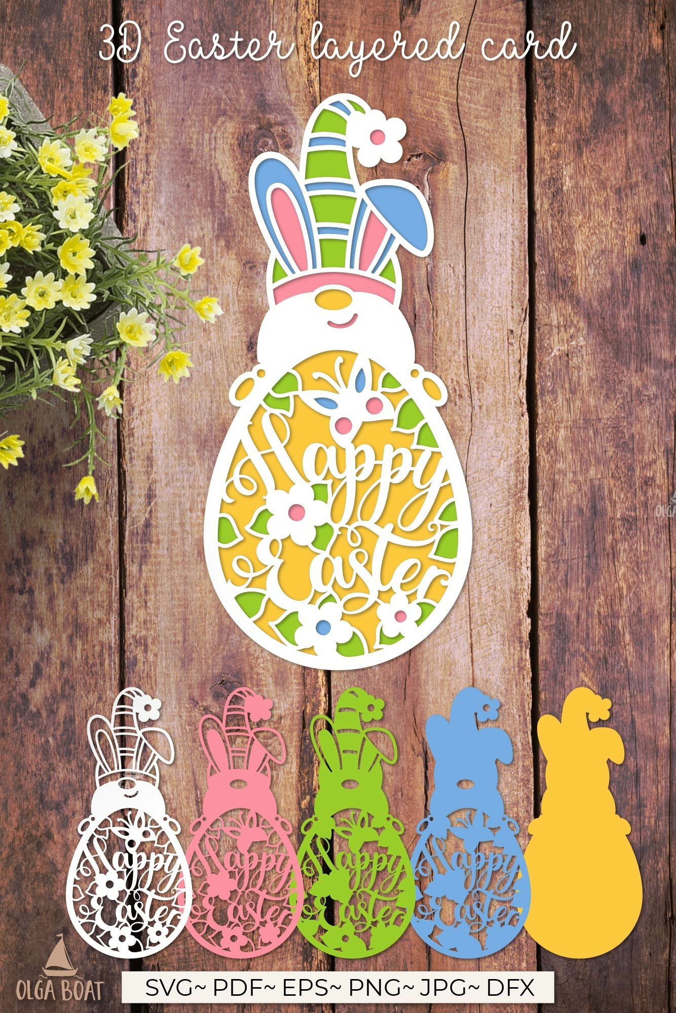 3d Easter layered paper cut, Happy easter svg