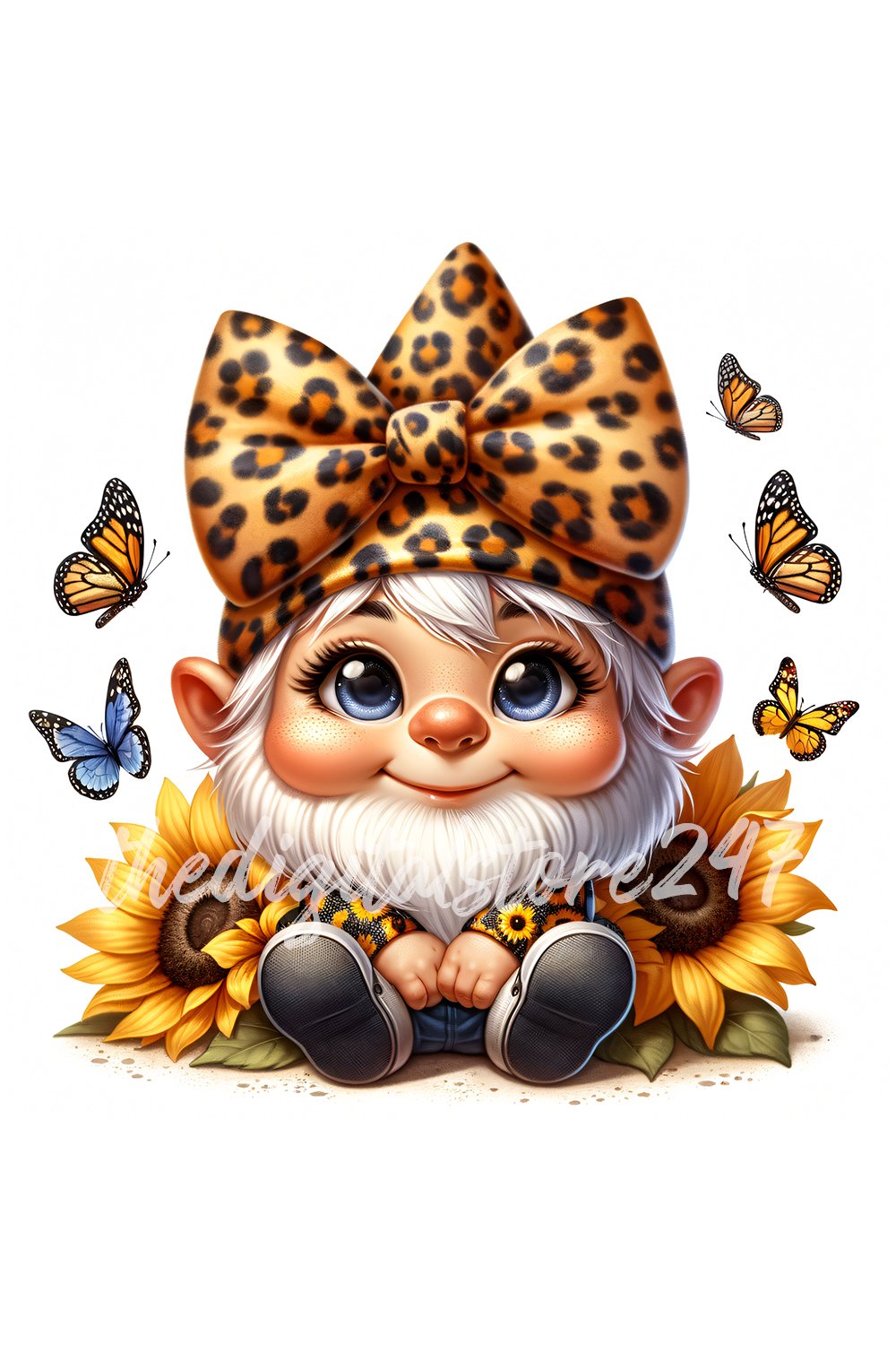 Cute Gnome with Sunflowers JPG File (3551463)