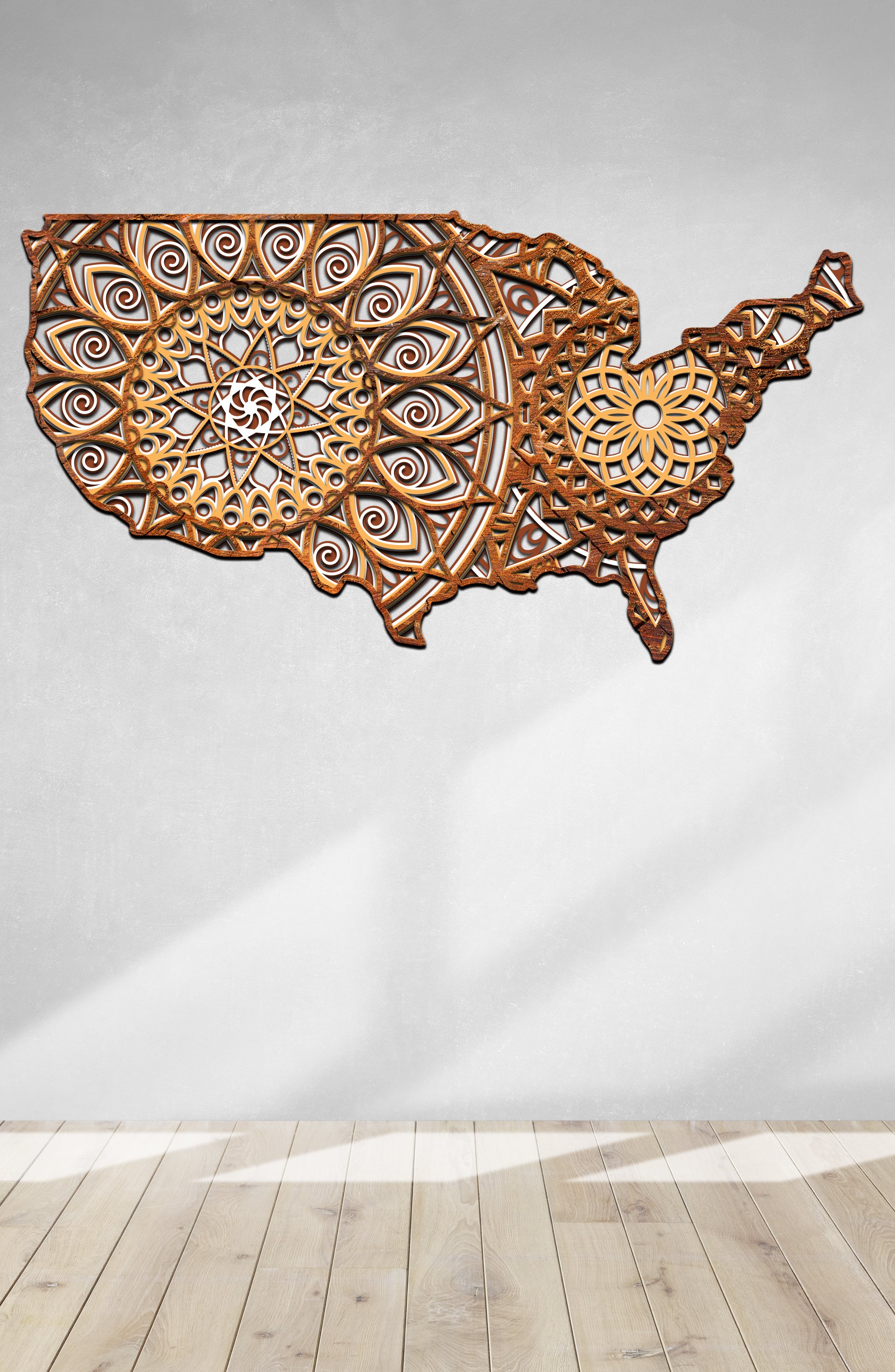 Multilayer Cut File USA MAP for Laser Cut, Cricut, CNC