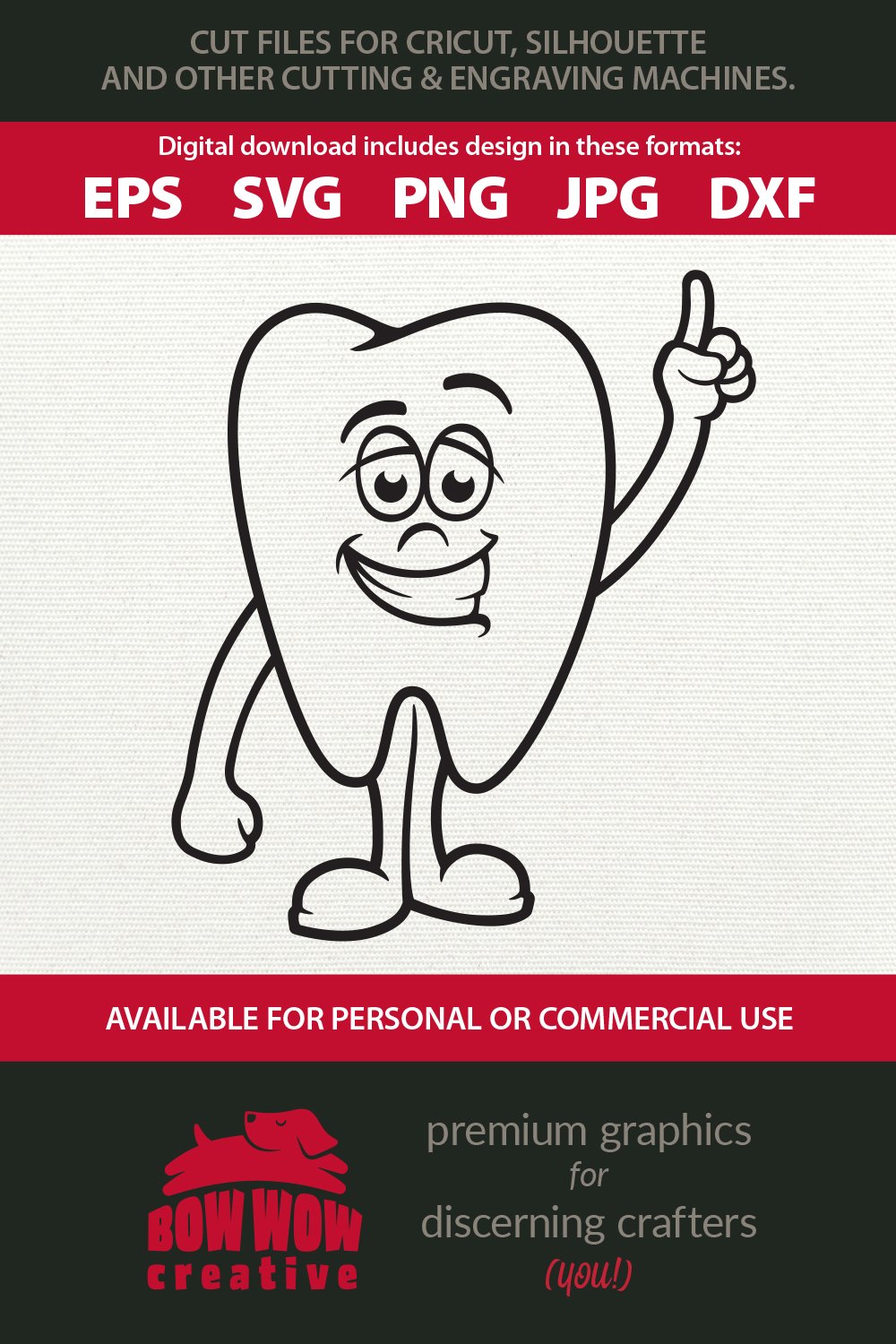 Smiling Tooth - Dental / Dentist Clipart & SVG Cutting File