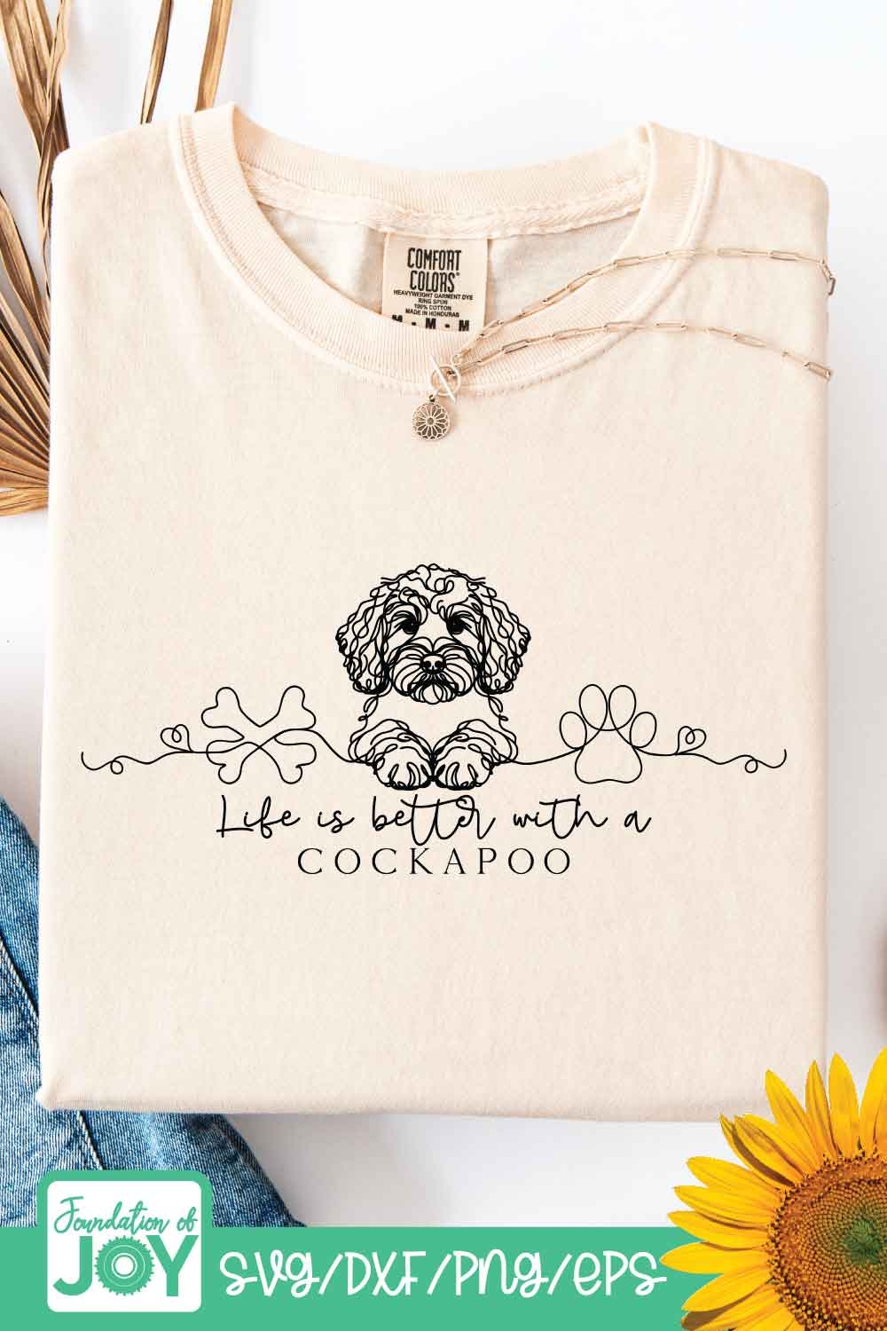 Life is Better with a Cockapoo png, continuous line art