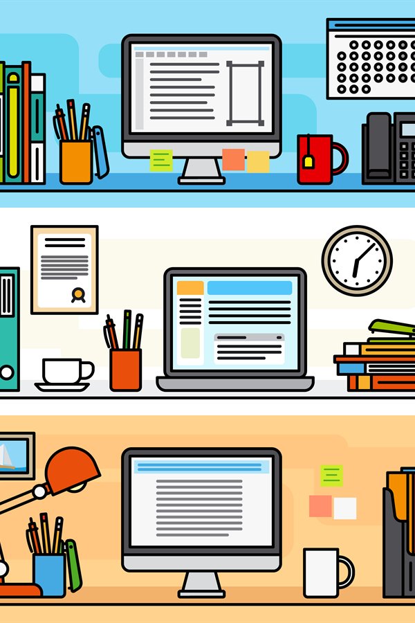 Designer workspace flat design concept