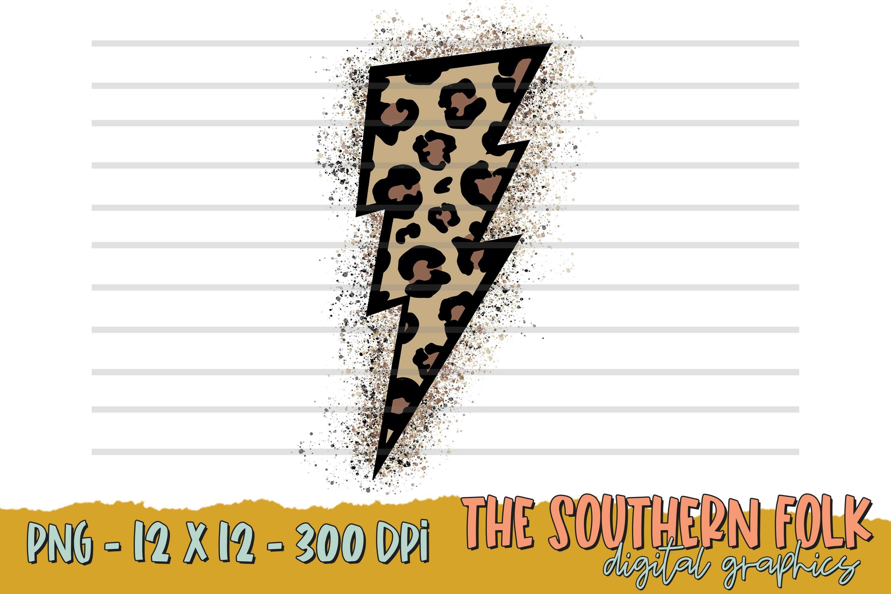 Cheetah Print Lightning Bolt PNG File, Sublimation Design