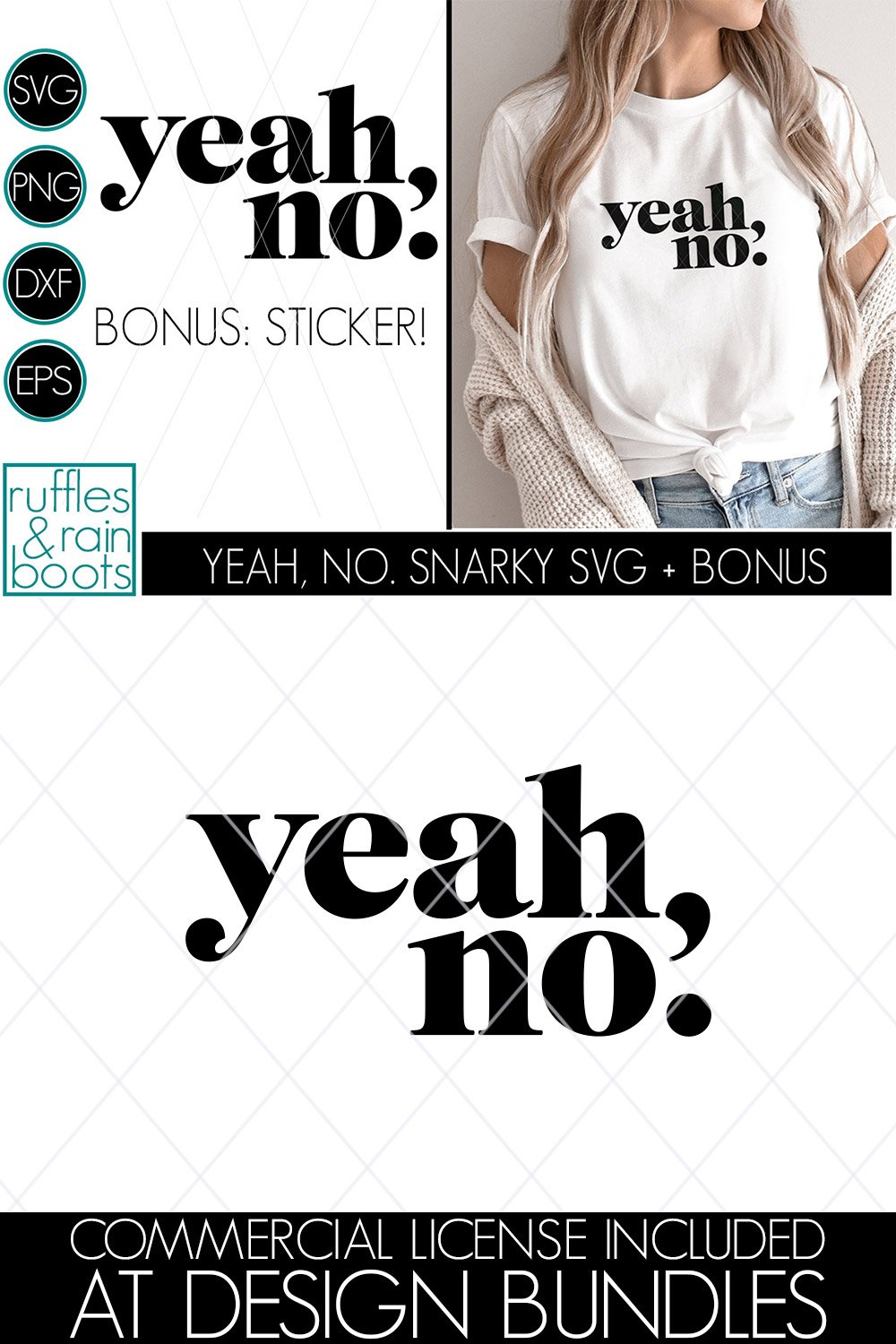 Fun Sarcastic SVG Yeah No SVG for Funny T Shirts