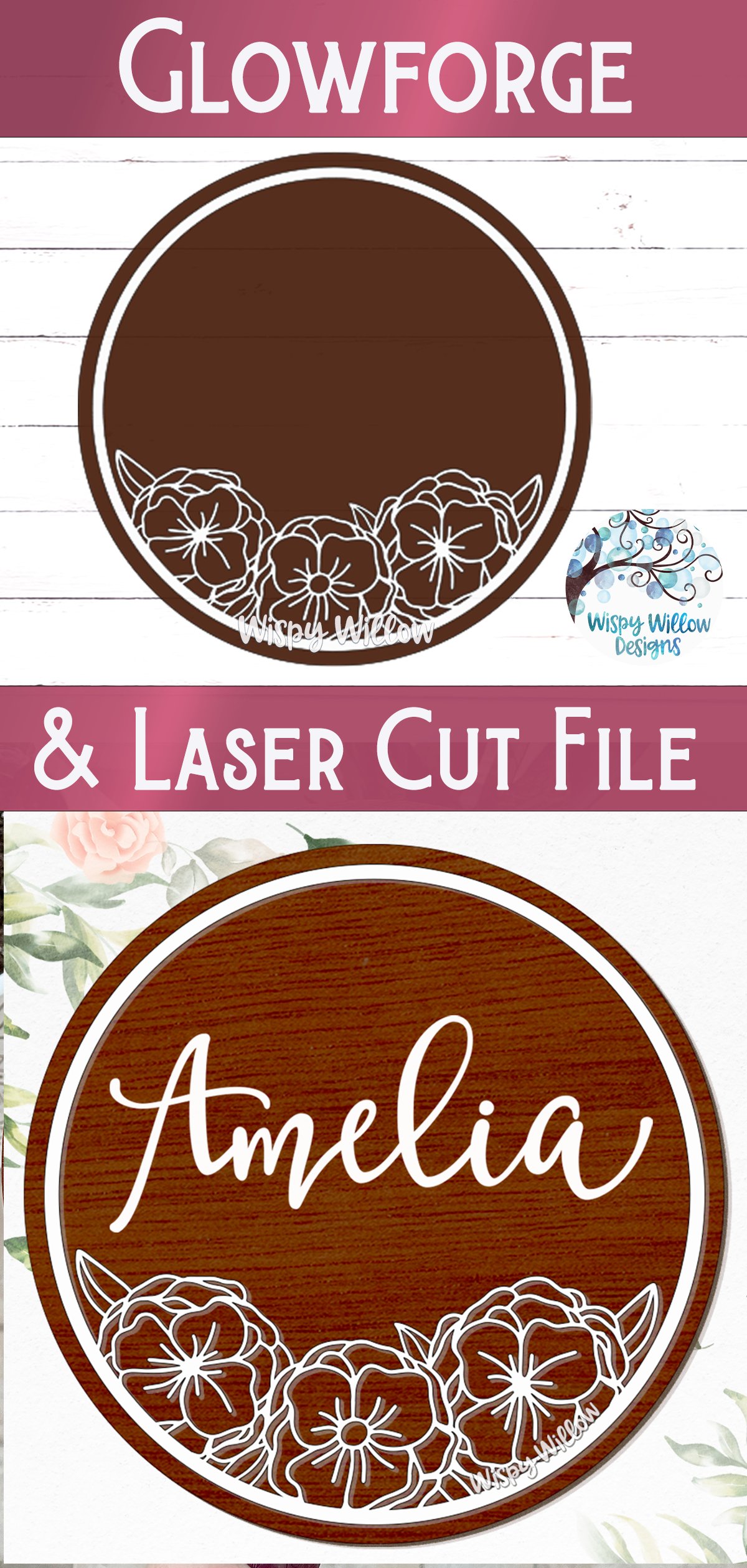 Floral Circle Sign for Glowforge or Laser Cutter