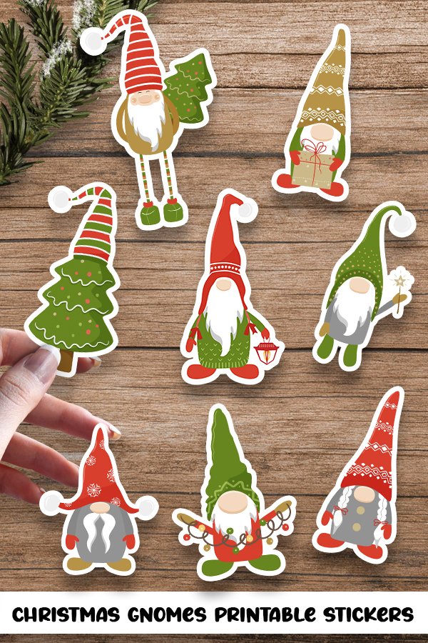 Cute christmas gnomes printable stickers. PNG, (1482169)