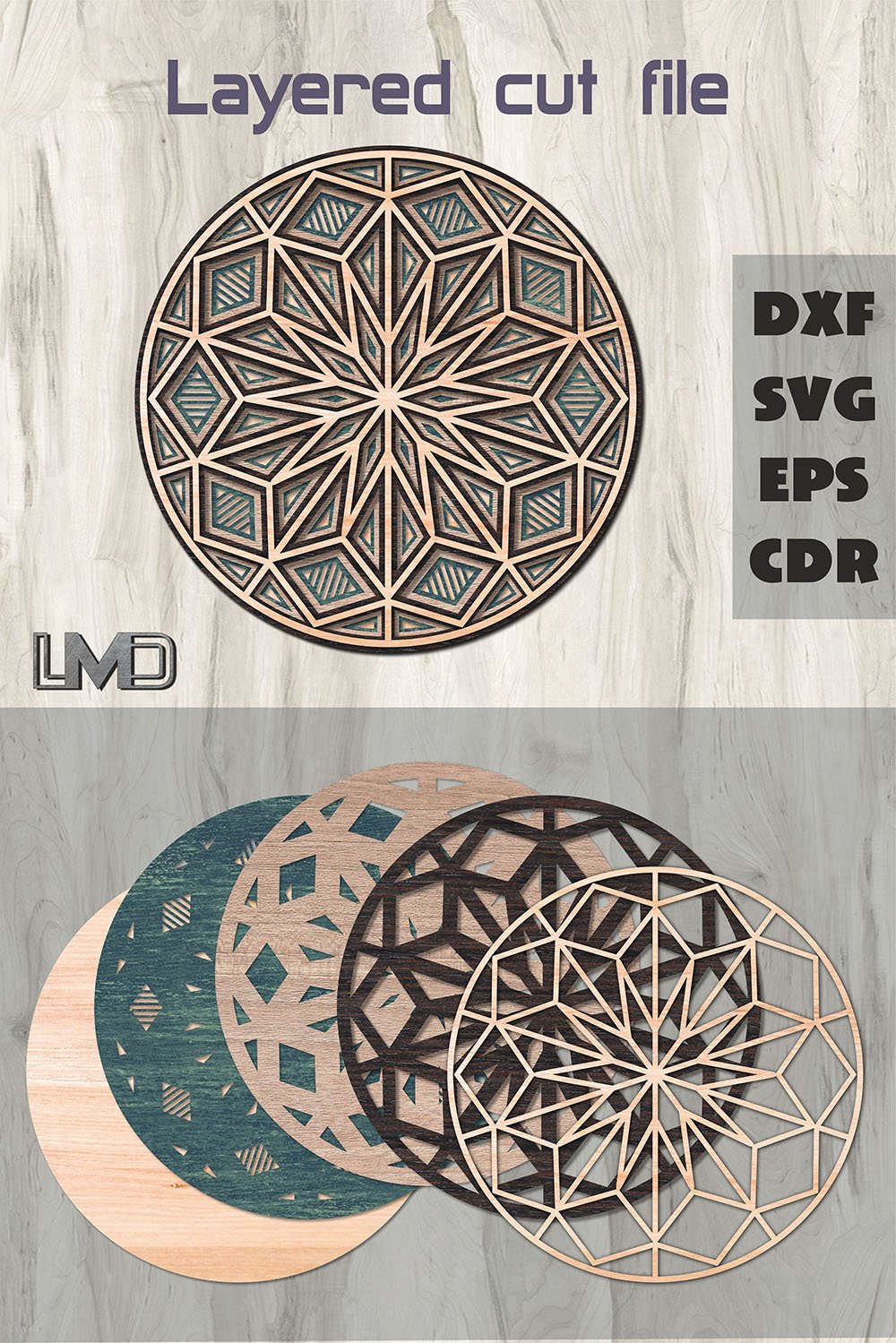 Round layered mandala SVG 3d mandala svg Layered Wall decor