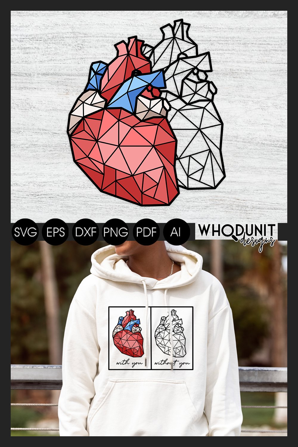 Geometric Heart SVG | Anatomical Heart cut file| Human Heart