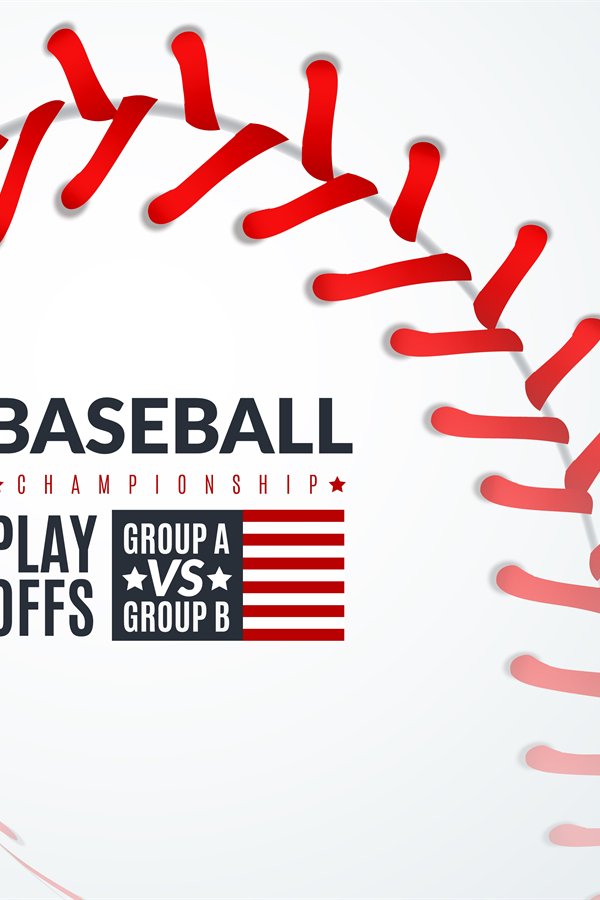 Baseball poster. Promotion flyer with softball ball with red