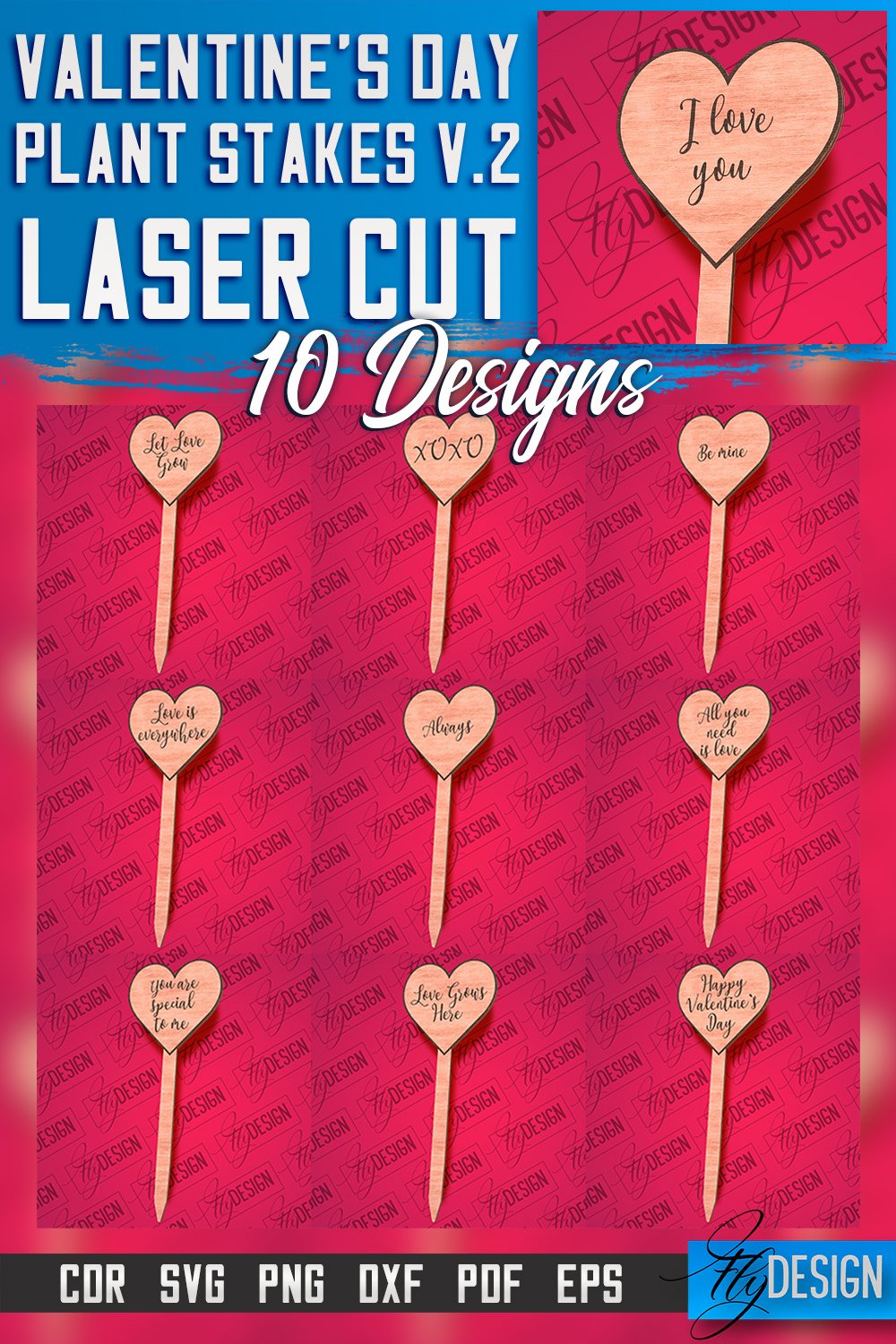 Valentines Day Plant Stakes Laser Cut SVG (2818965)