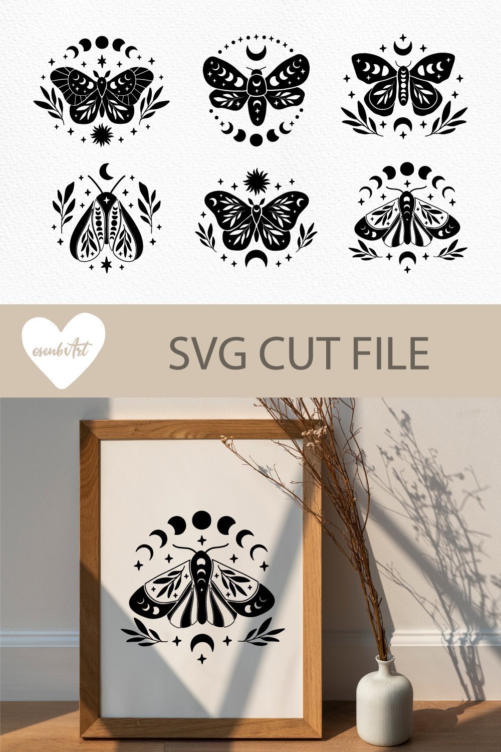 Celestial Butterflies with Moon Phases SVG - 6 Designs (1870893) | SVGs ...