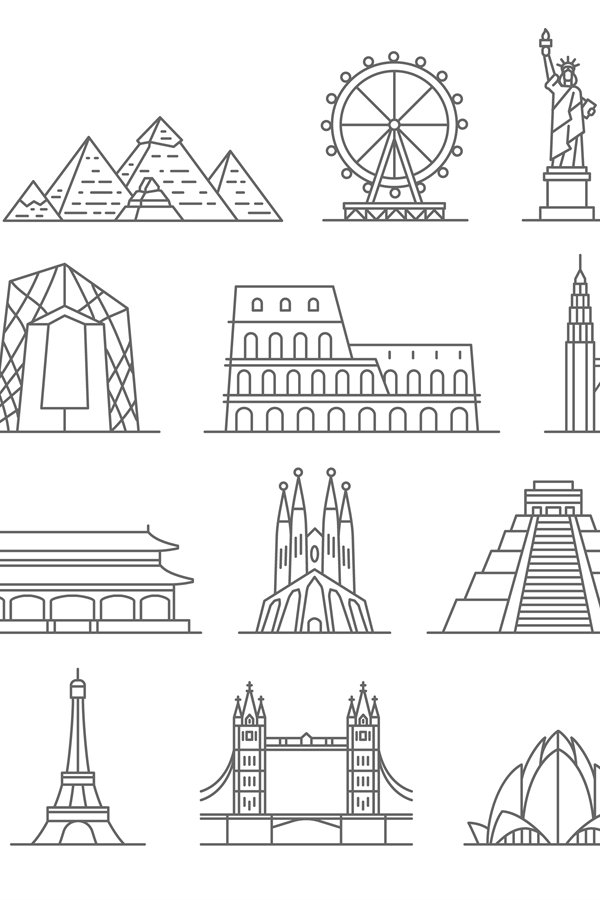 World famous travel landmark, statue of liberty and london b