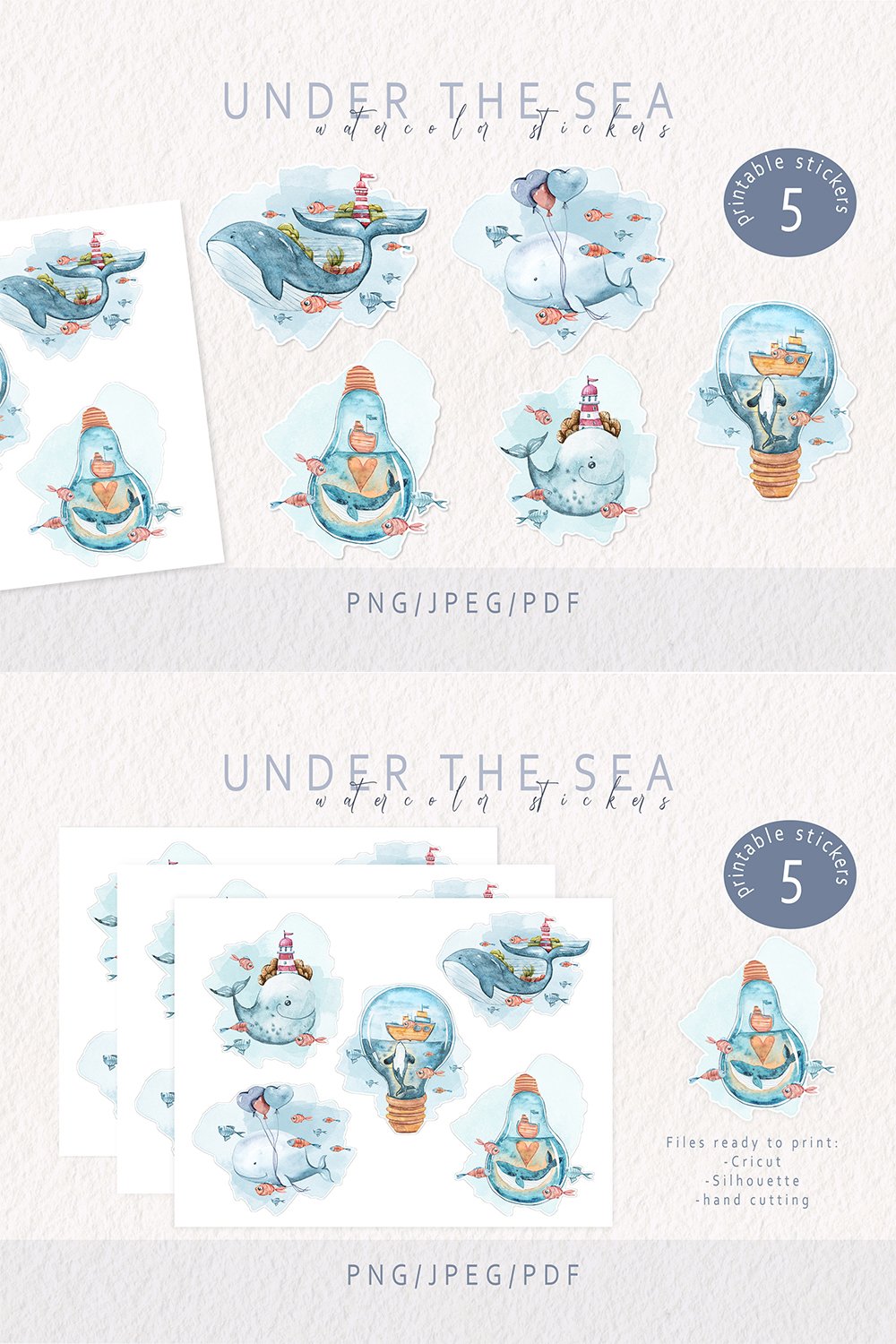 Watercolor printable stickers- for Cricut and (1312635)