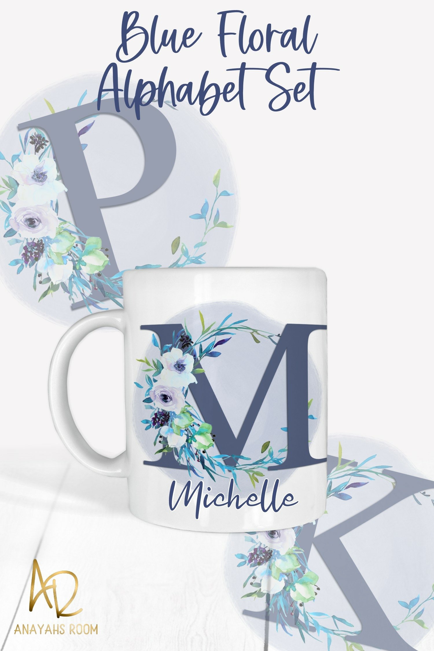 Blue Floral Alphabet