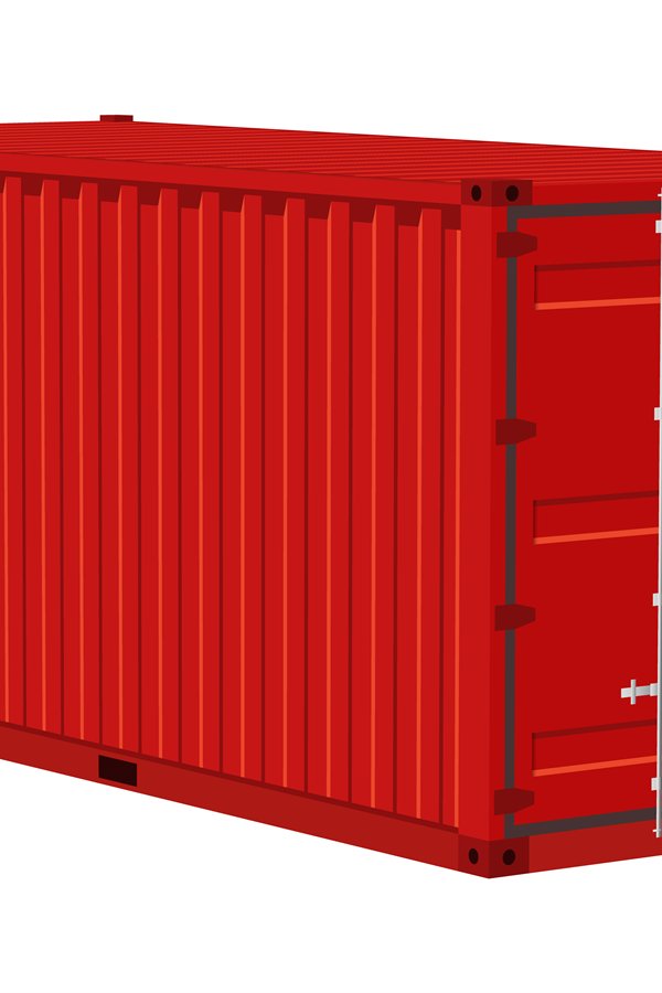 Red cargo container. Transportation delivery freight, realis