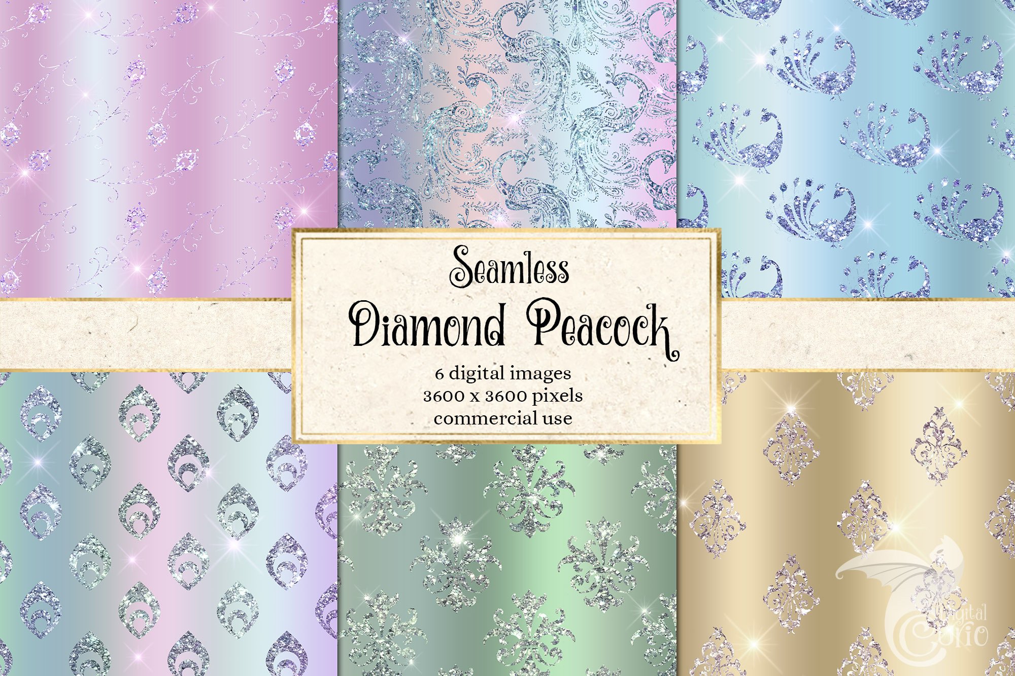 Diamond Peacock Digital Paper