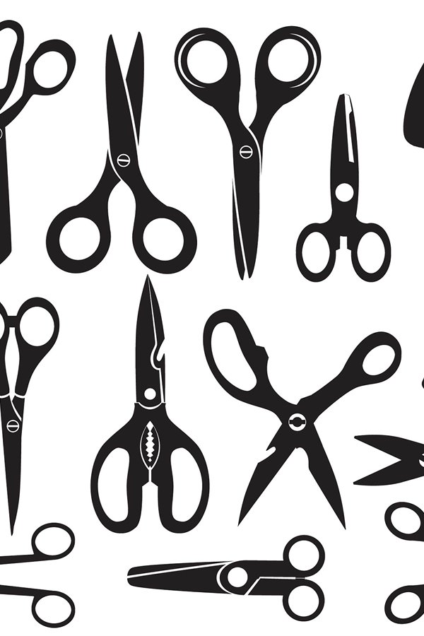 Monochrome pictures with different type of scissors