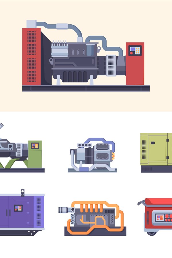 Fuel generator. Steel industrial electric machines energy ge