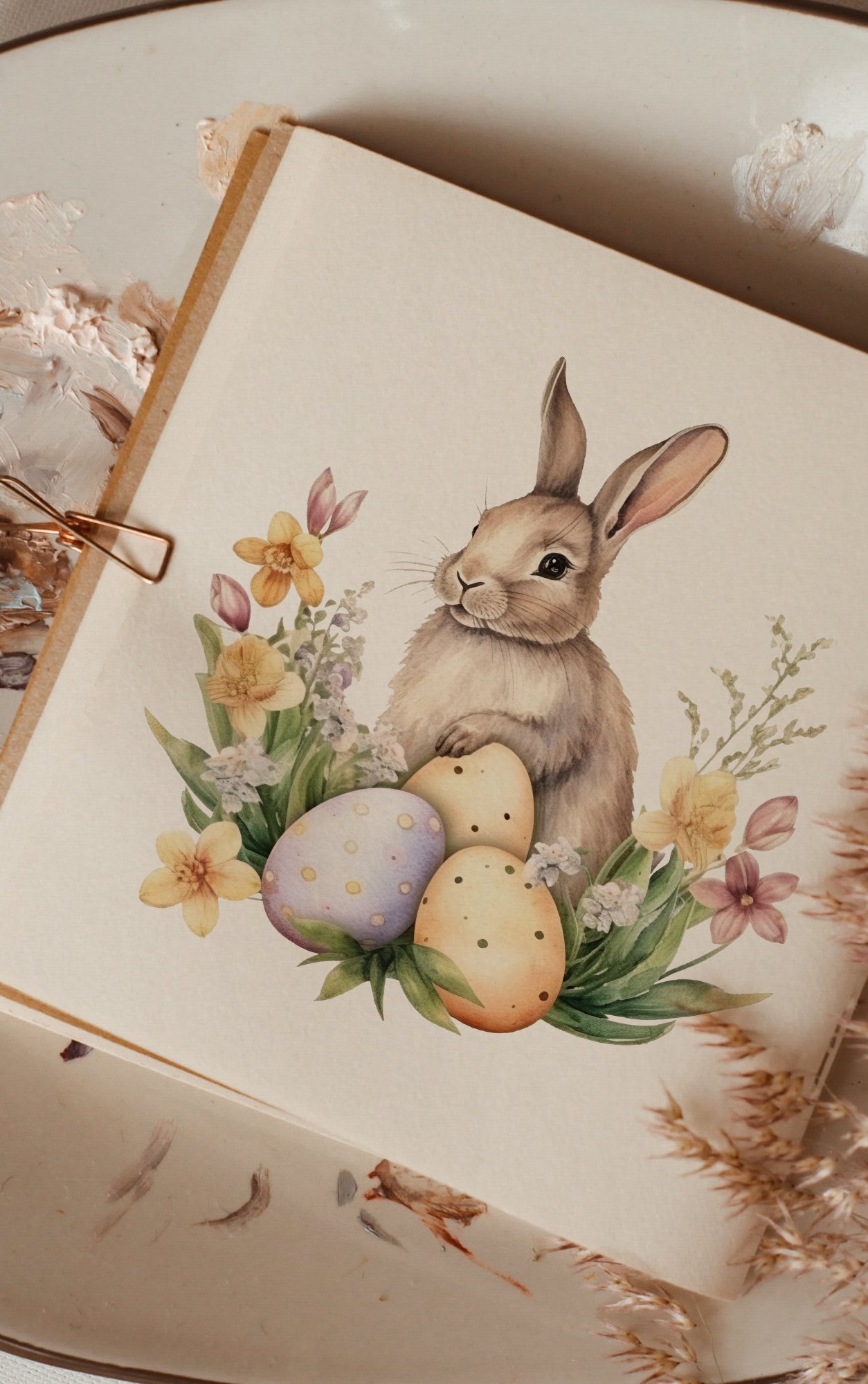 Watercolor Easter Bunny PNG Clipart, Instant Download