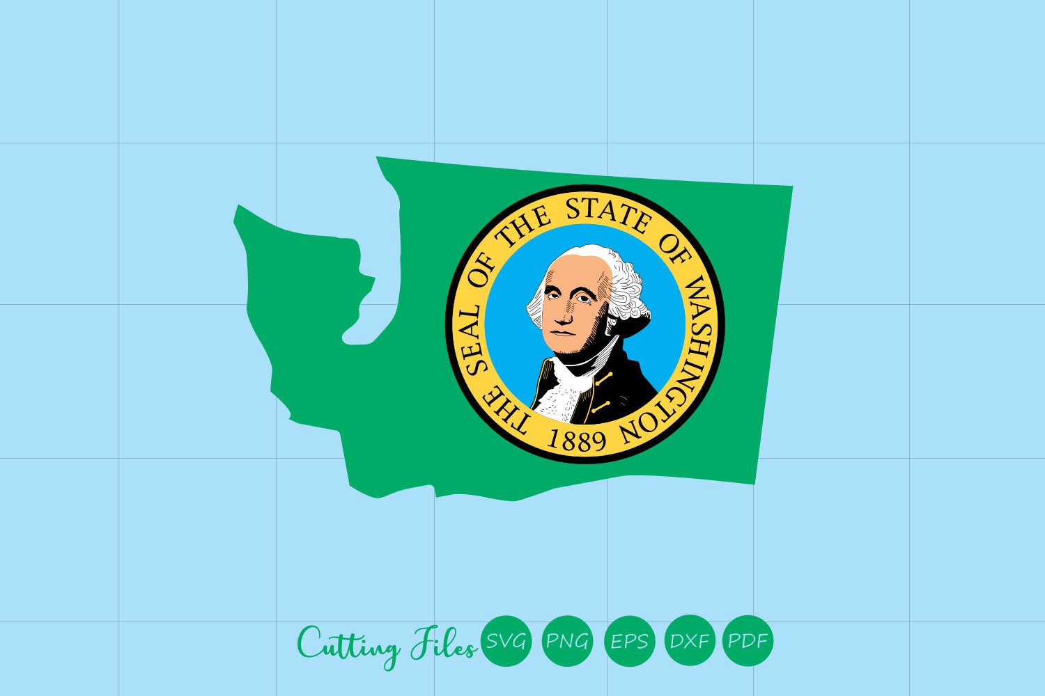 WA state with flag background