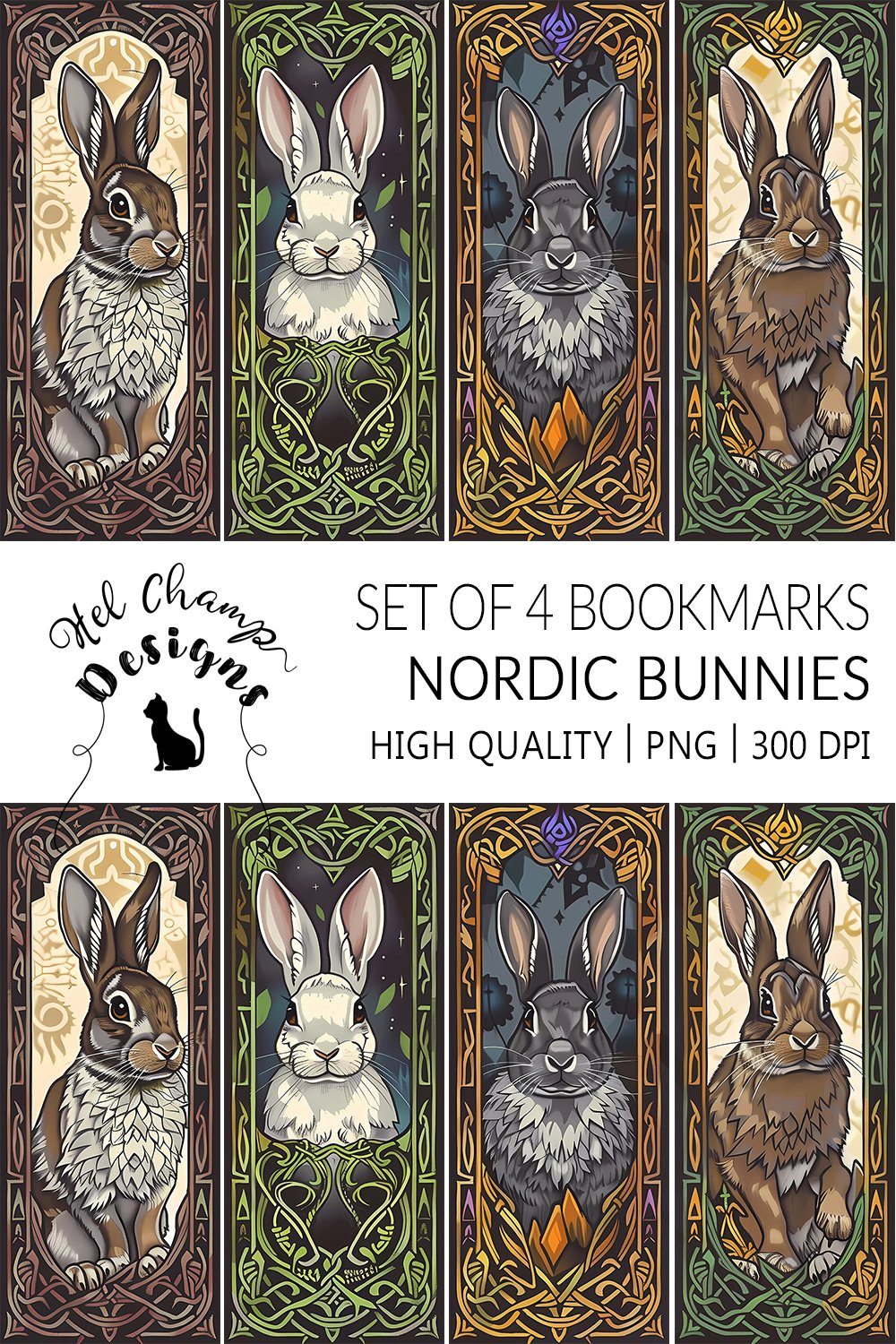 Bookmarks nordic art bunnies sublimation