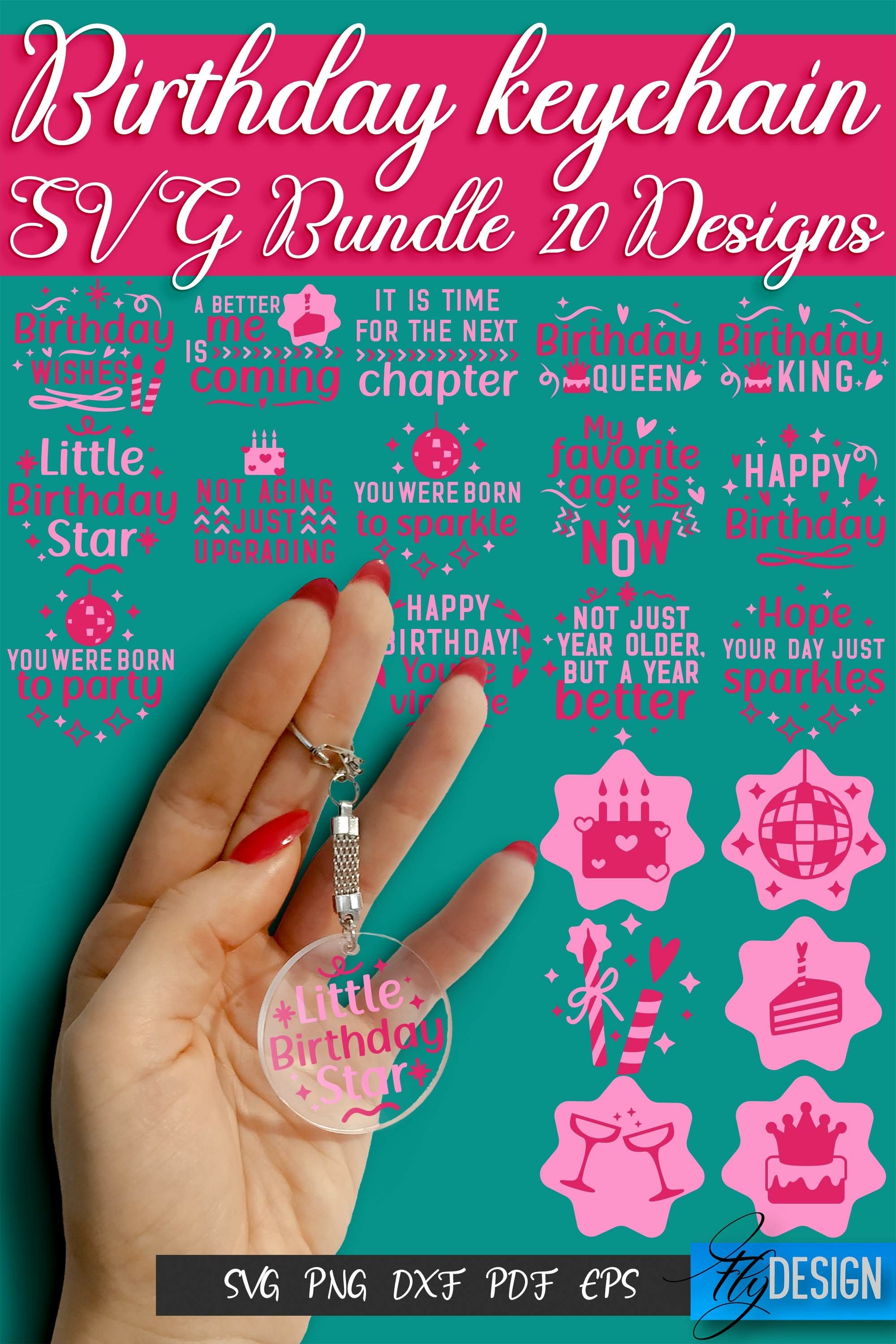 Birthday Keychain SVG Design | Happy Birthday SVG Design
