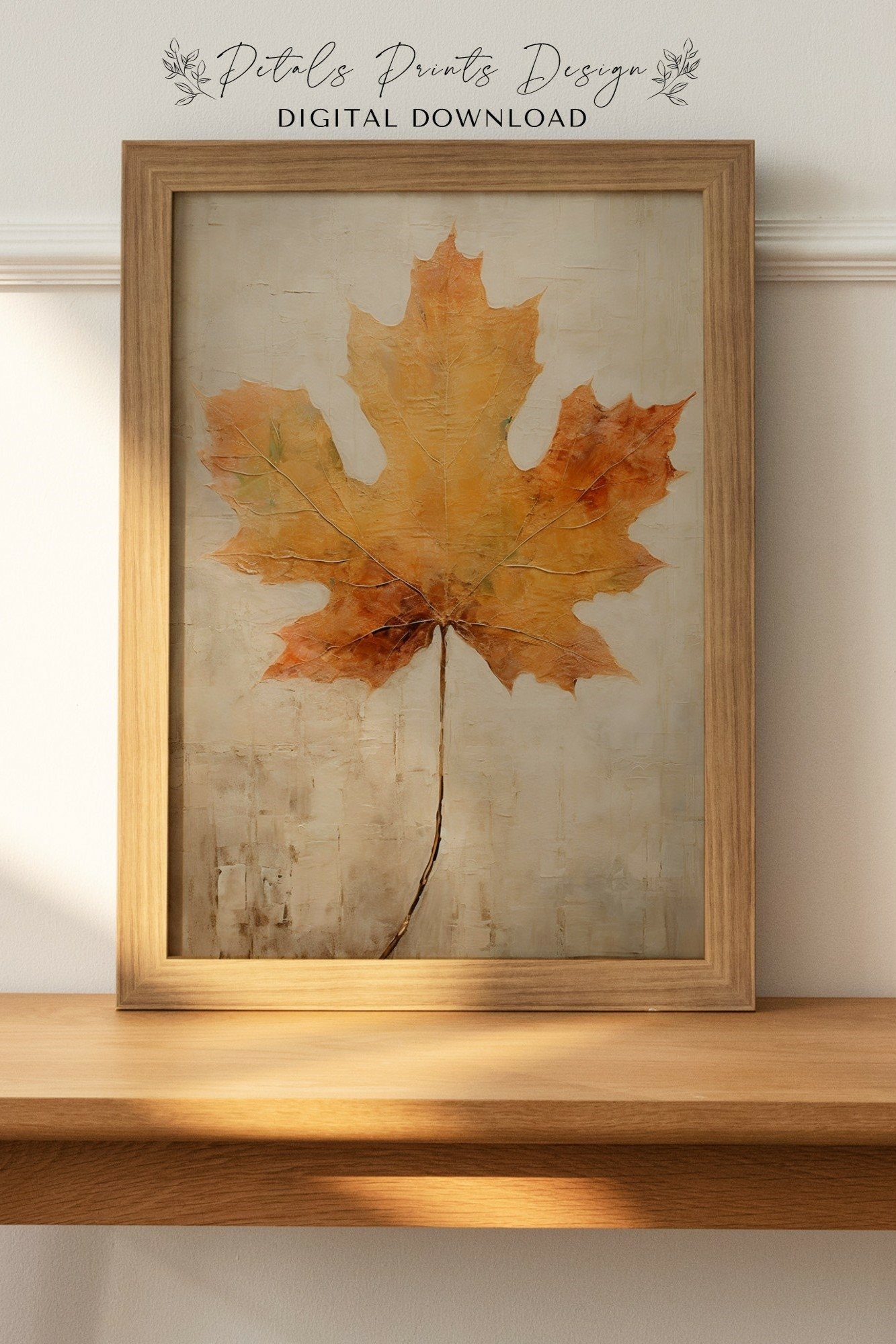 Fall Wall Decor Printable Leaf Still Life Painting Print