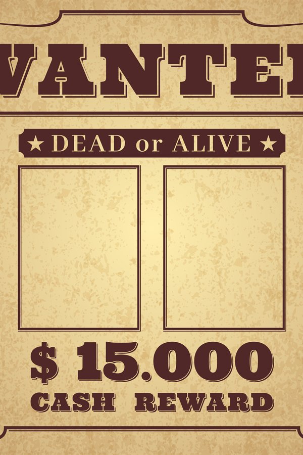 Wanted poster. Vintage western poster with empty place for c