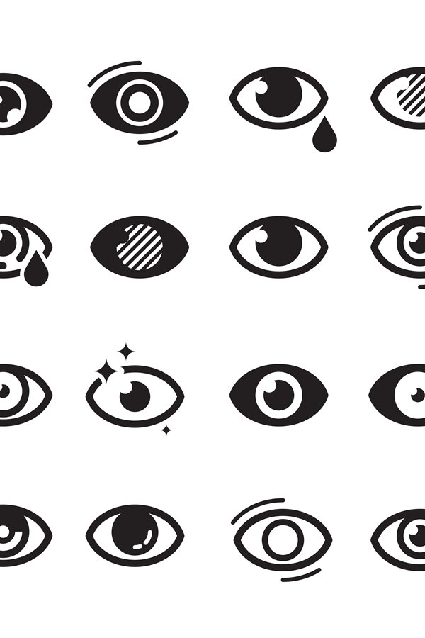 Eyes symbols. Closed opening eye human parts optical medical