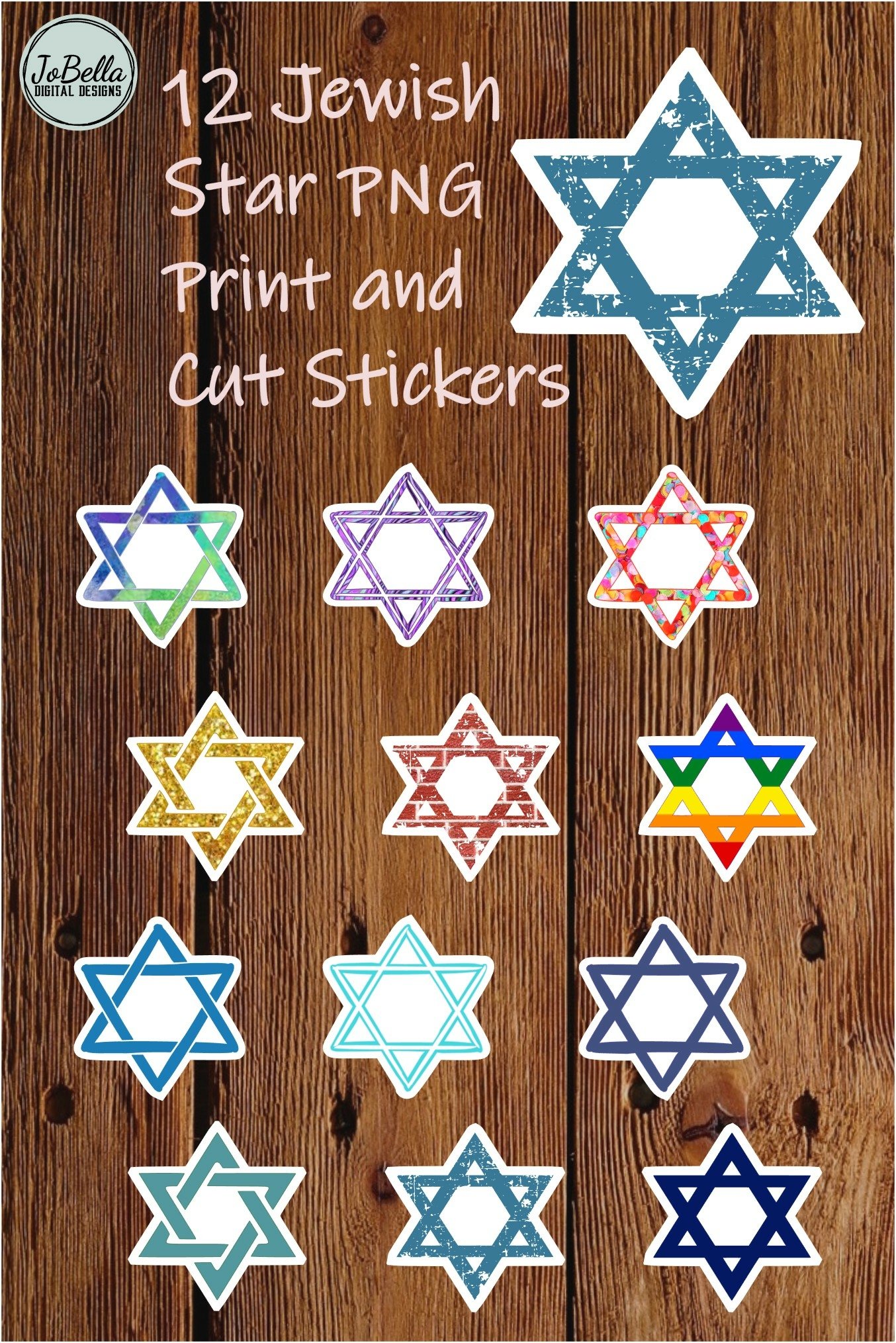 Jewish Star Sticker Bundle | 12 Star of David Designs
